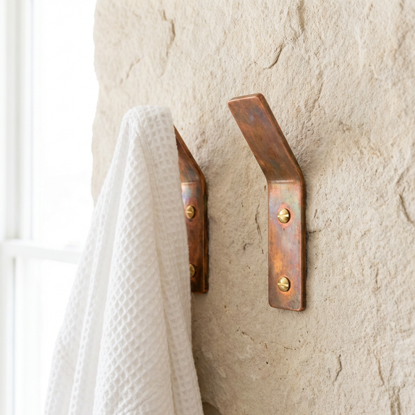 Copper Coat Hook – Flat Plate Robe Hook - Proper Copper Design