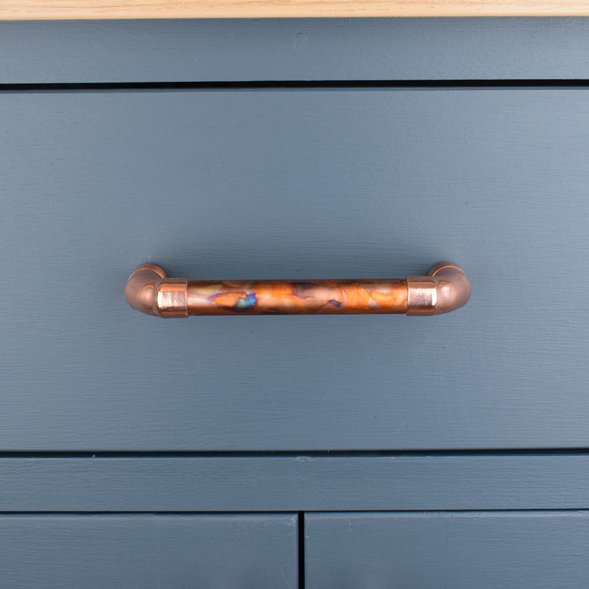 Copper Pull Handle - Marbled / High Polish Mix by Proper Copper Design