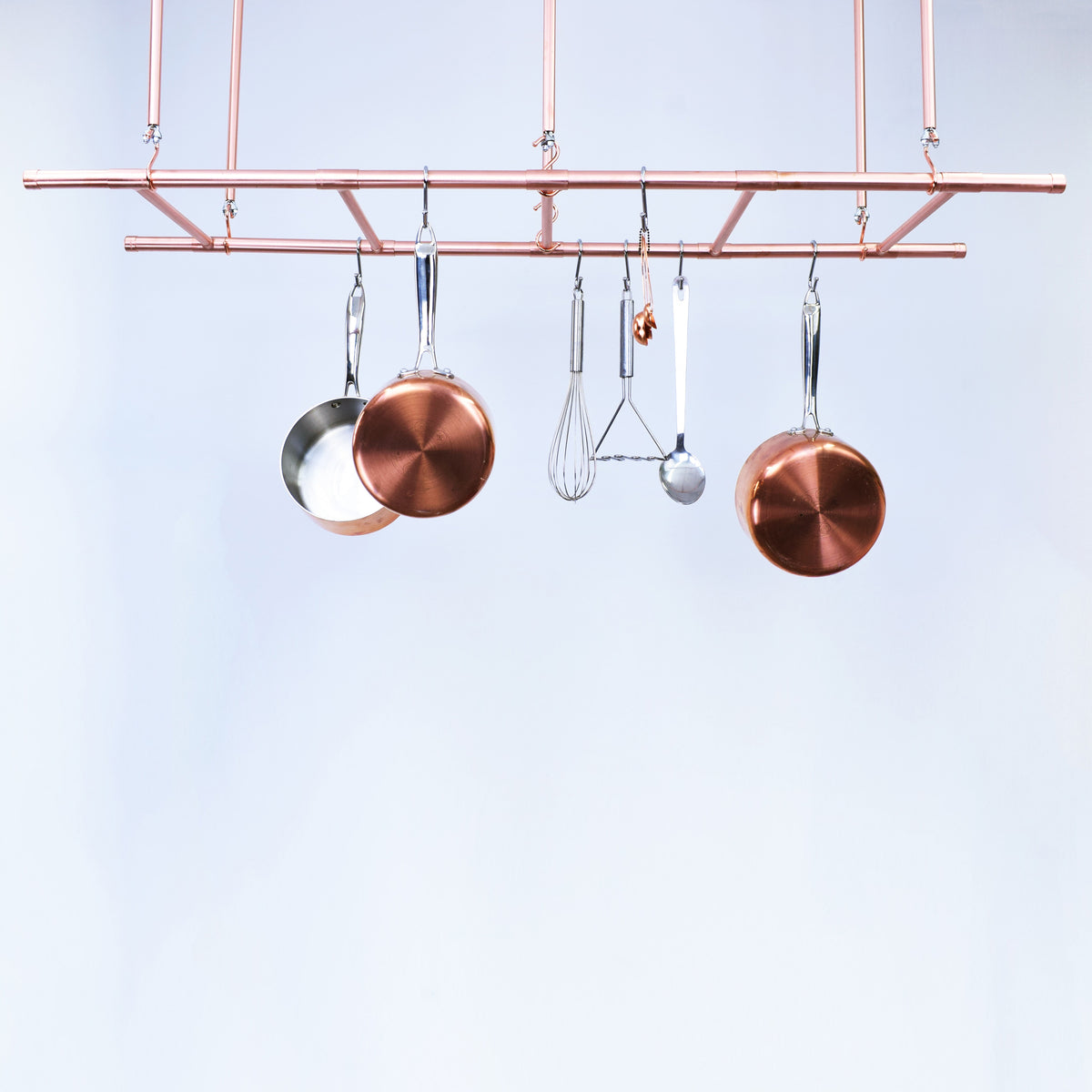 Copper Ceiling Pot and Pan Ladder Rack - Proper Copper Design