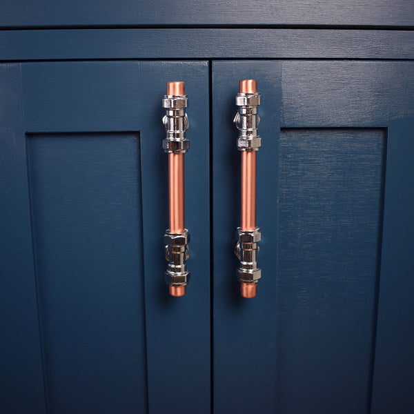Chrome and Copper T Pull Handle - Proper Copper Design