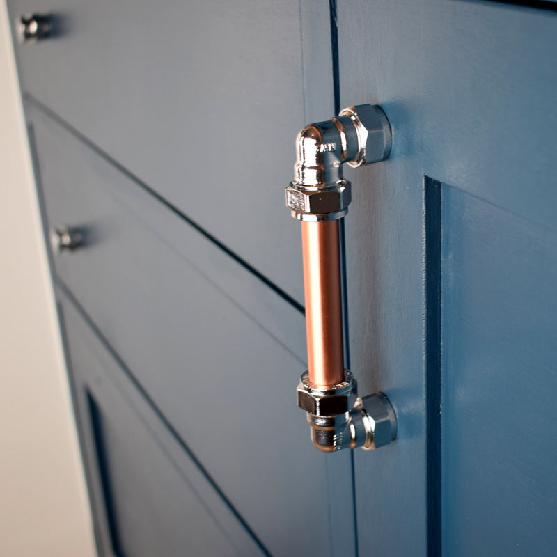 Chrome and Copper Pull Handle by Proper Copper Design