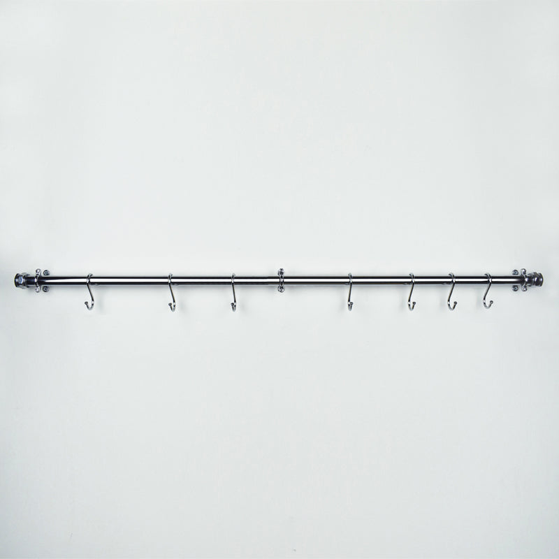 Wall Mounted Chrome Pot and Pan Rail - 22mm - Proper Copper Design