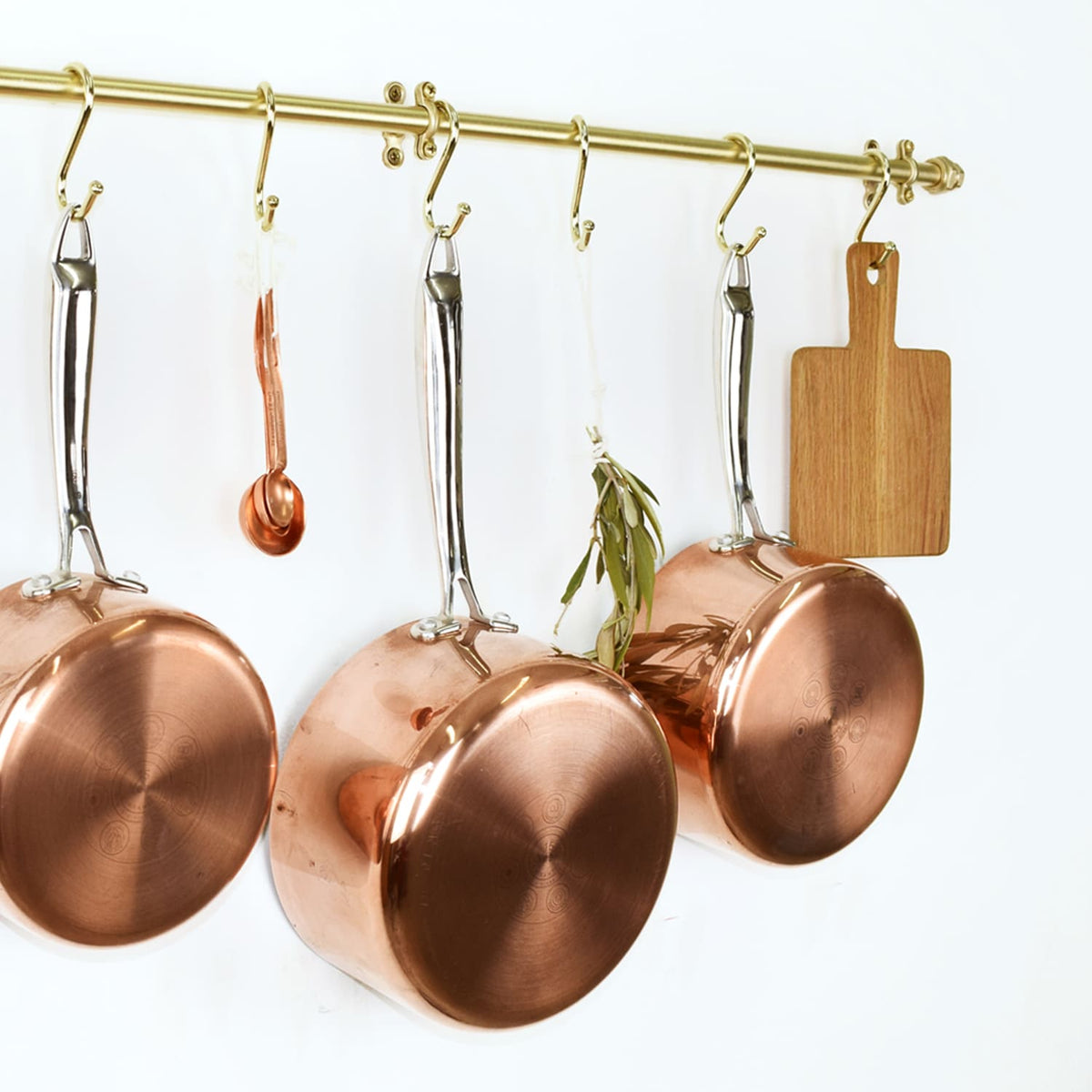 Wall Mounted Solid Brass Pan Rail - Proper Copper Design
